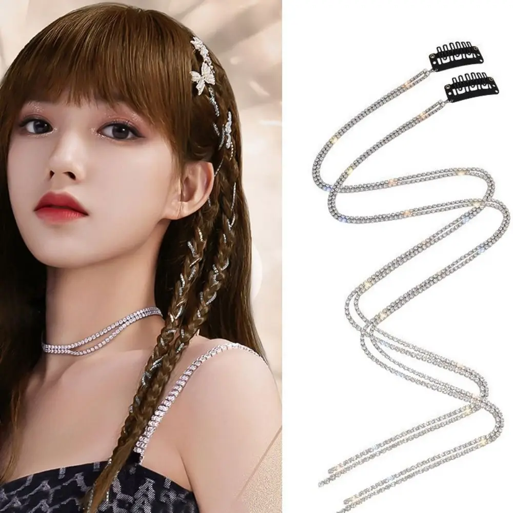 Diamond-Crystal-Chain-Hairpin-Flashing-Braided-Hair-Headdress-Tassel ...