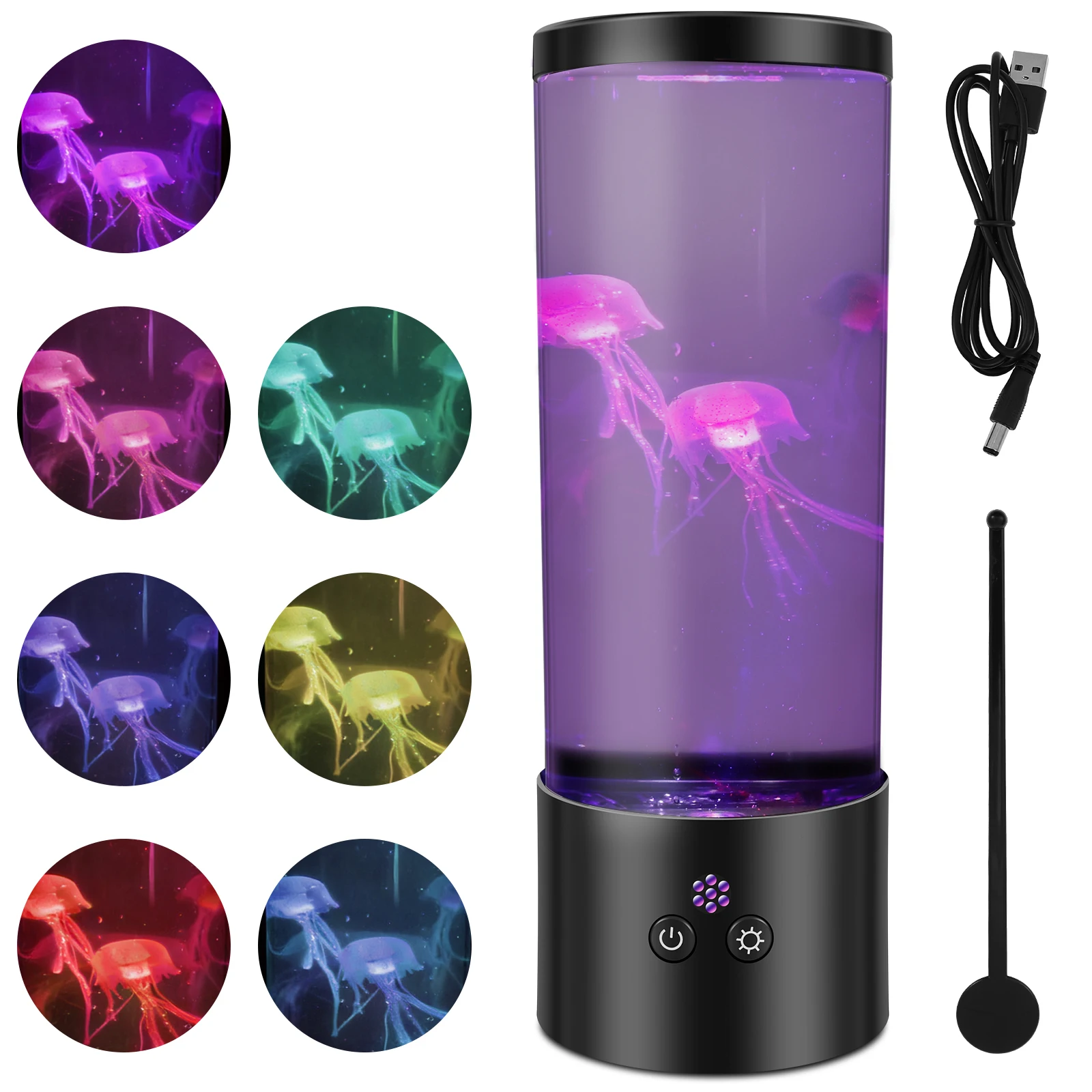 Jellyfish Lava Lamp 7 Color Modes Floating Jellyfish Lamp USB Operated ...