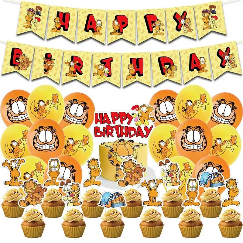 Garfielde-Cat-Birthday-Party-Decoration-Odie-Orange-Cat-Balloon-Banner ...