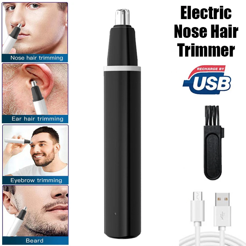 Waterproof Nose Hair Trimmer Electric Rechargeable Nose Trimmer Men ...