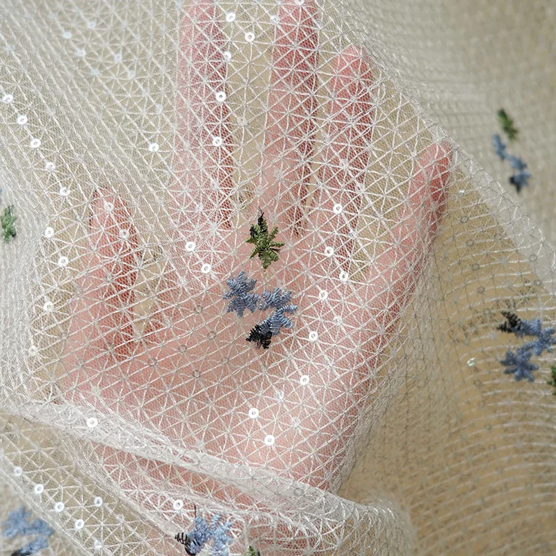 New-Embroidered-Flower-Mesh-Fabric-For-Wedding-Evening-Dresses-Fashion ...