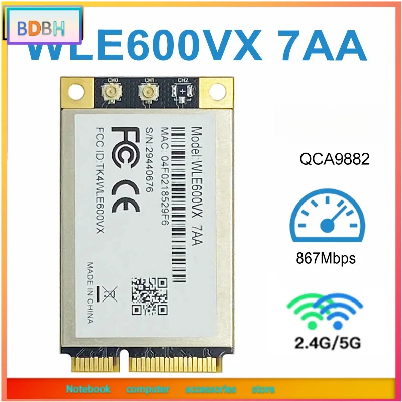 BD WLE600VX 7AA I-TEMP MINI PCIE QUALCOMM FOR Atheros Qualcomm QCA9882 ...