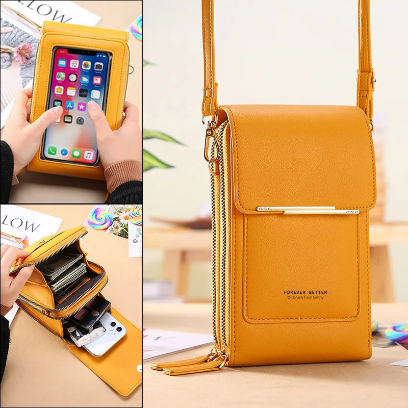 Women Bags Soft Leather Wallets Touch Screen Cell Phone Purse Crossbody ...