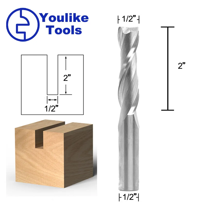 1pc-2-Flutes-Carbide-End-Mill-Wood-Cutters-CNC-Router-Bits-Up-cut ...