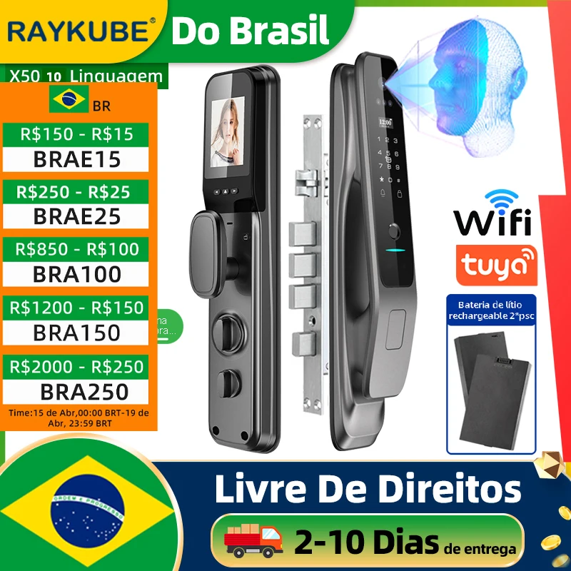 RAYKUBE-X50-Digital-Fingerprint-Camera-Door-Lock-com-2-Baterias ...