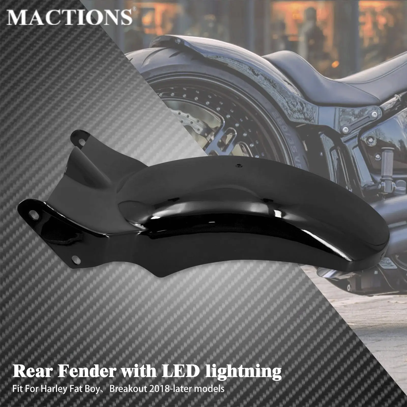 Motorcycle-Rear-Mudguard-With-LED-Lights-Mounting-Kit-Fender-For-Harley ...