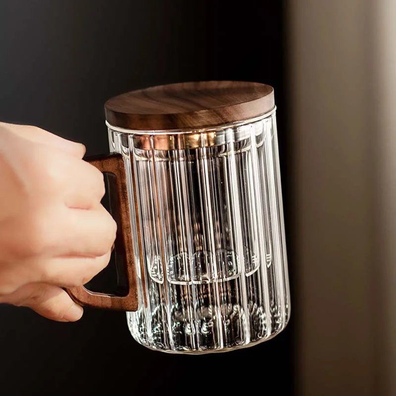 Creative Vertical Stripe Glass Tea Infuser Cup With Transparent Filter ...