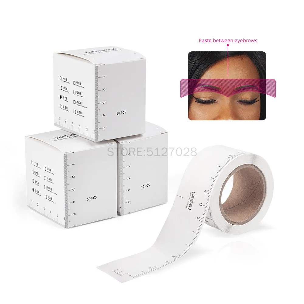 Disposable 50pcs/Lot Eyebrow Ruler Sticker Adhesive Microblading Guide ...
