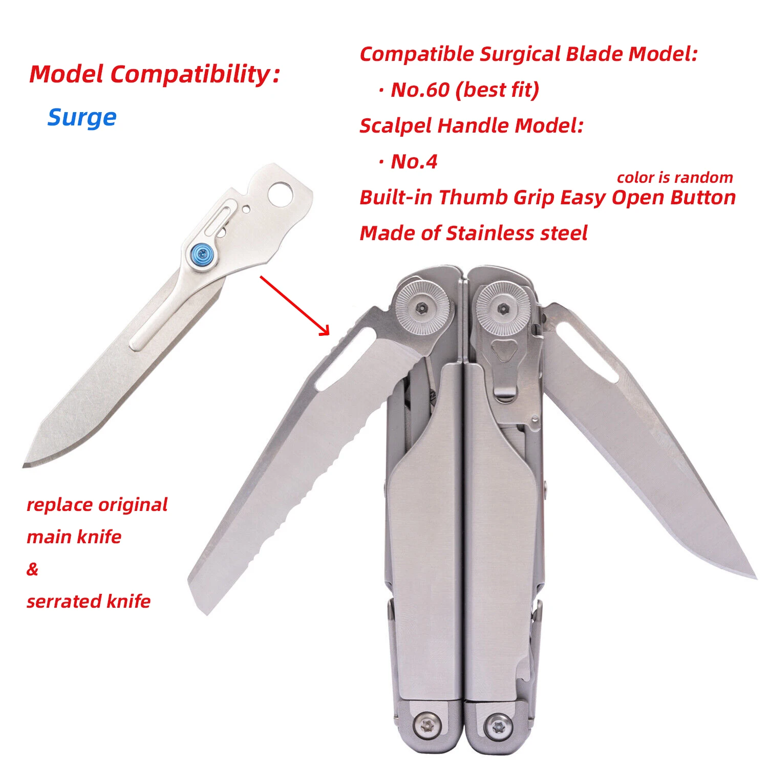 For-Leatherman-Surge-Scalpel-Handle-with-Thumb-Grip-Easy-Open-Button ...