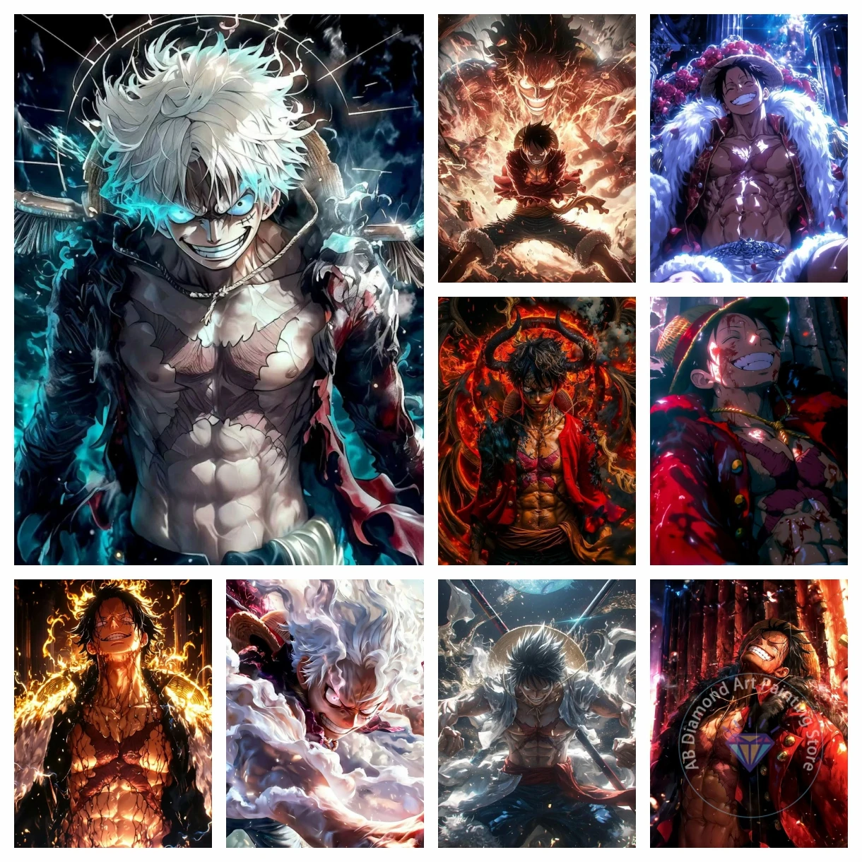 One-Piece-King-Luffy-Diamond-Painting-Kit-5D-DIY-Diamond-Embroidery ...