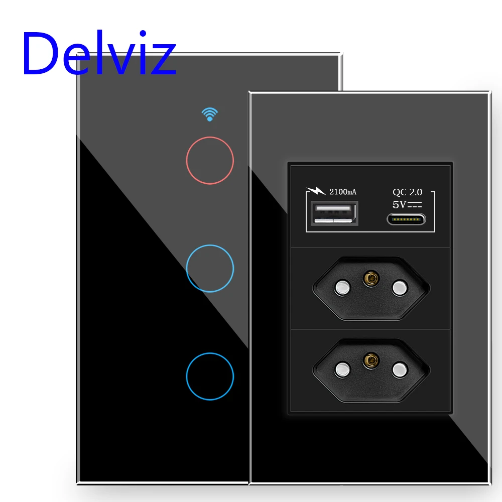 Delviz Brasil Tomada De Parede Usb, Painel De 120mm * 72mm, Ac 110v ...