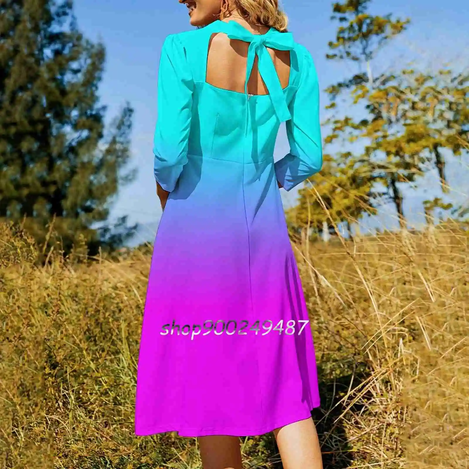 Aqua Blue Color Short Dress