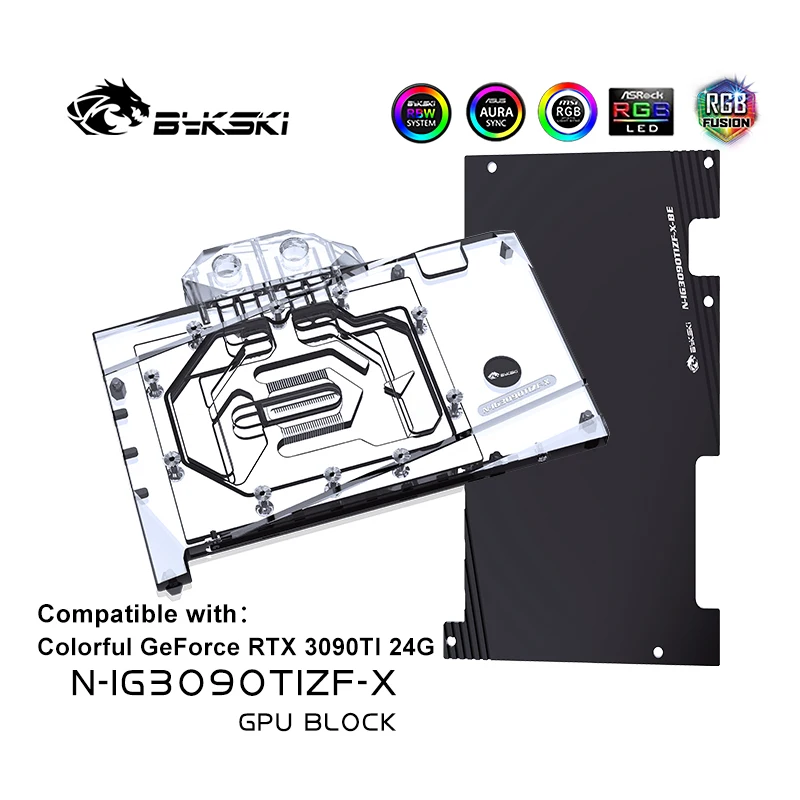 Bykski Bloque de refrigeración por agua GPU para GeForce RTX 3090TI 24G, sistema de ...
