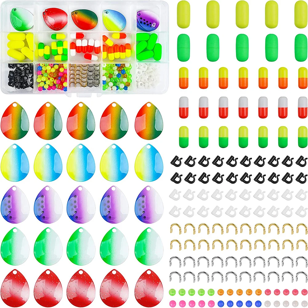 177Pcs-Box-Spinner-Lure-Making-Kit-Easy-Spin-Spinner-Clevis-Metal-Spoon ...