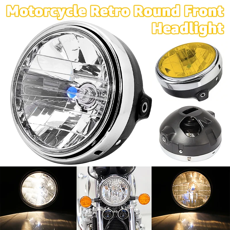 Motorcycle Retro Round Headlight Super Bright Waterproof Front Headlamp ...