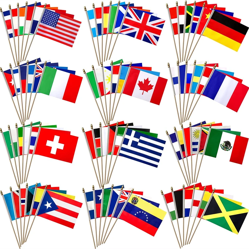 14X21cm-32-Countries-Hanging-Flags-with-Plastic-Pole-Double-Sided ...