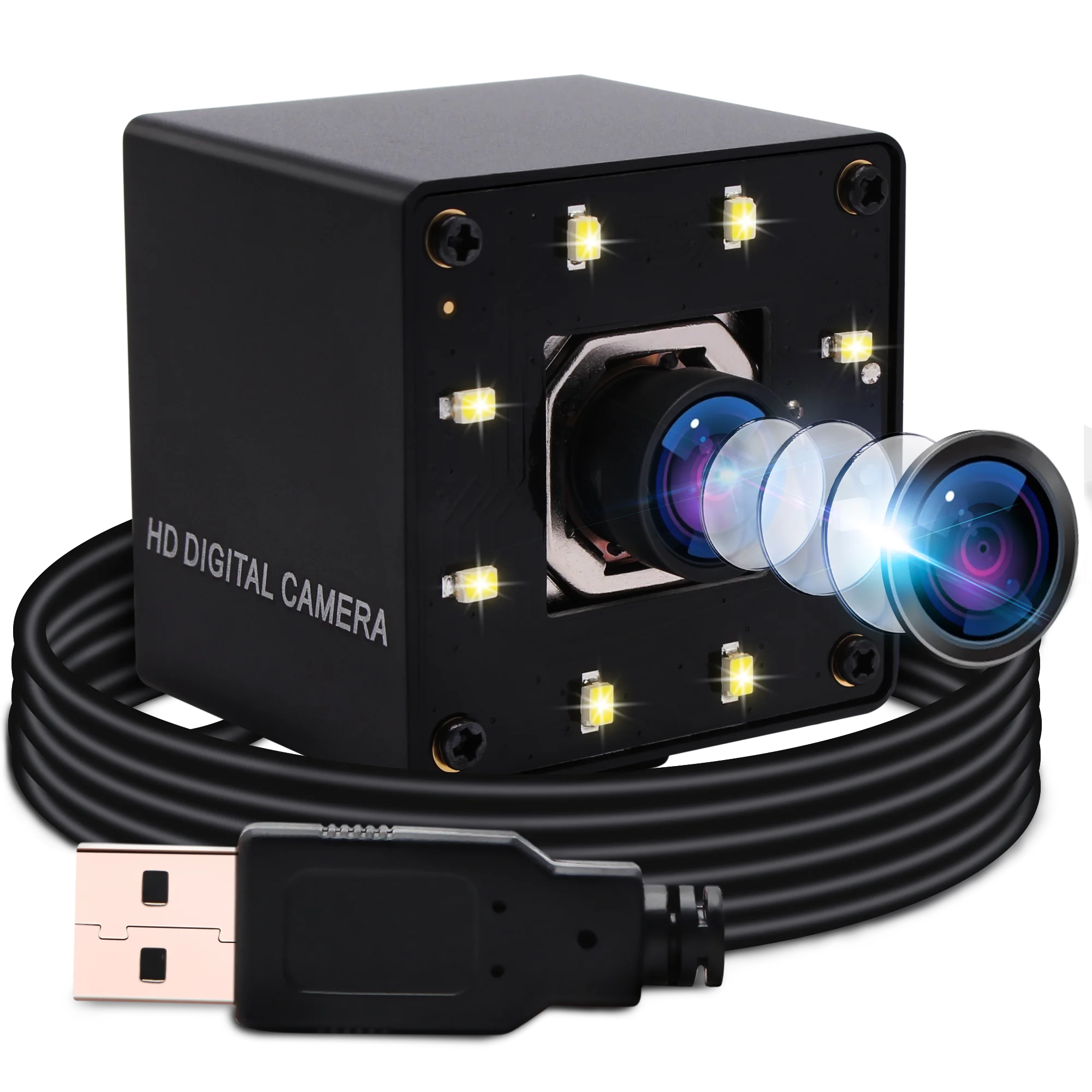 ELP 16MP USB 카메라 IMX298 CMOS 센서 UVC 무료 드라이버 플러그 플레이 HD 미니 비디오 카메라, 야간 ...