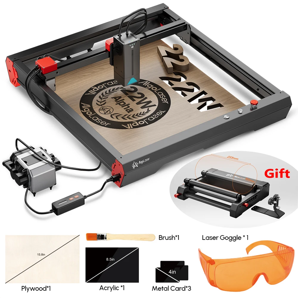 AlgoLaser-Alpha-22W-CNC-Laser-Cutter-With-Air-Assist-Pump-Wifi-Metal ...