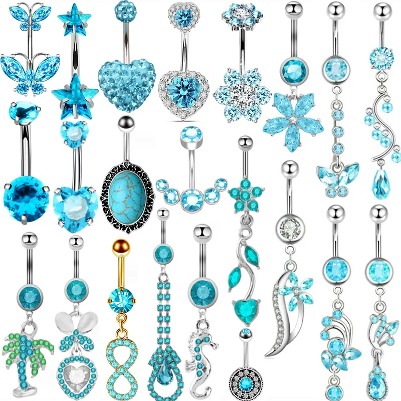 Anneaux-de-nombril-en-cristal-bleu-boucle-d-oreille-pendante-piercing ...