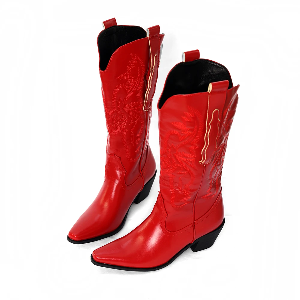 Botas vaqueras bordadas hasta la rodilla para mujer, zapatos de ...