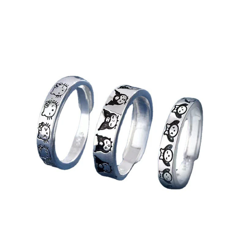 Hello Kitty Adjustable opening Ring Kuromi Full Head Rings Kitty Cat ...