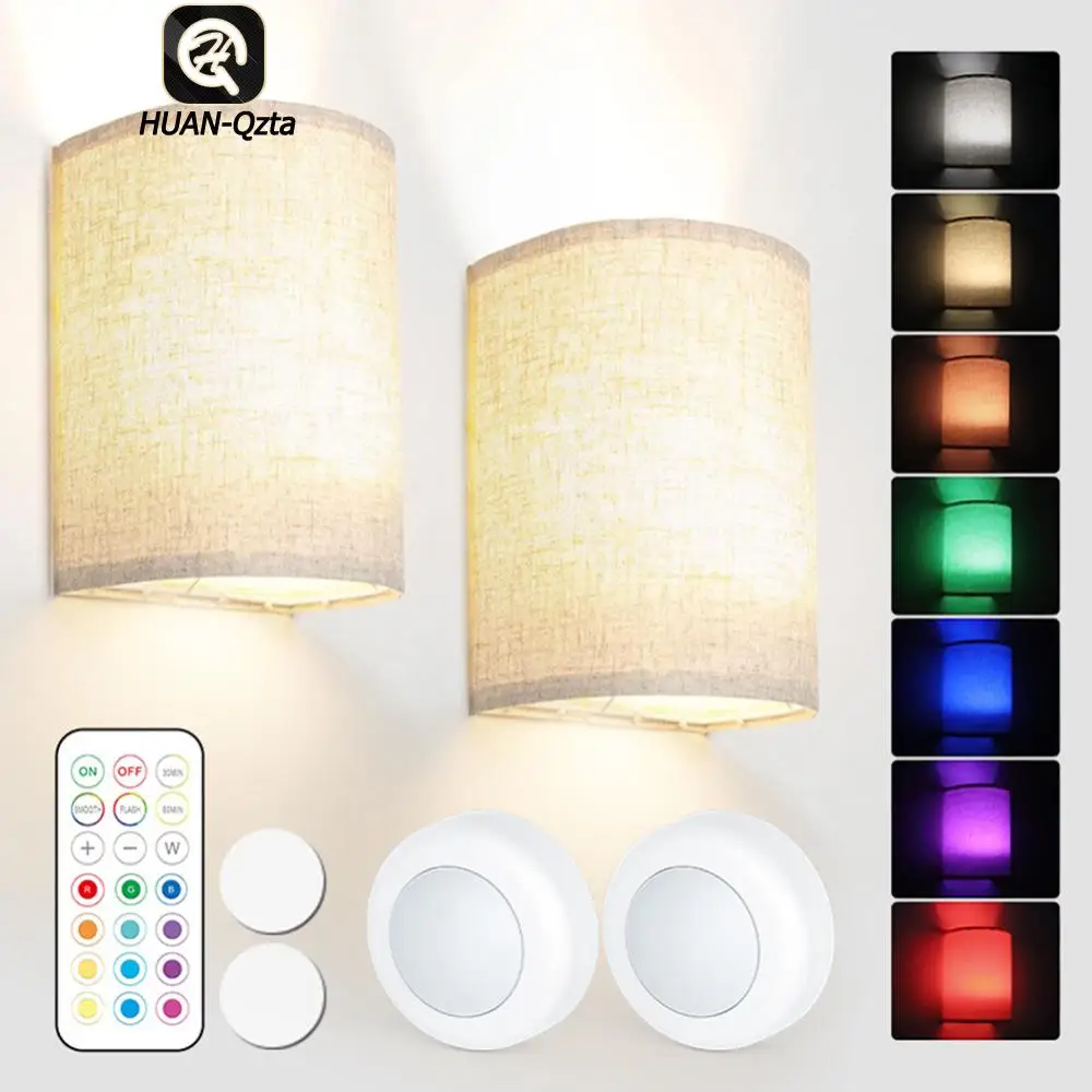 Wall-Sconce-Wireless-Wall-Lamp-RGB-Color-Dimmable-with-Fabric-Linen ...