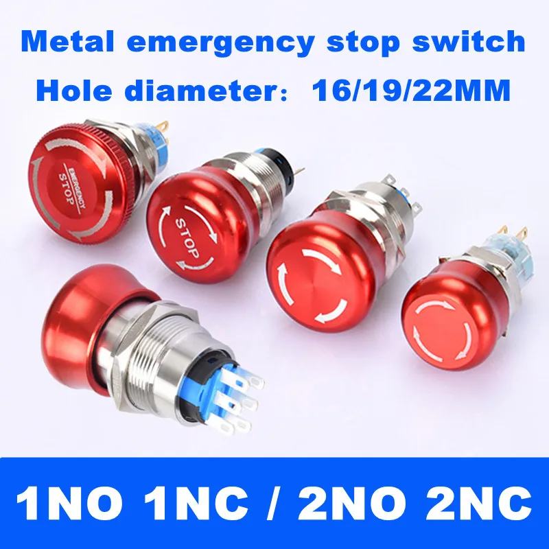 Metal-Emergency-Stop-Button-Switch-16-19-22mm-mushroom-head-emergency-STOP-knob-self-locking ...