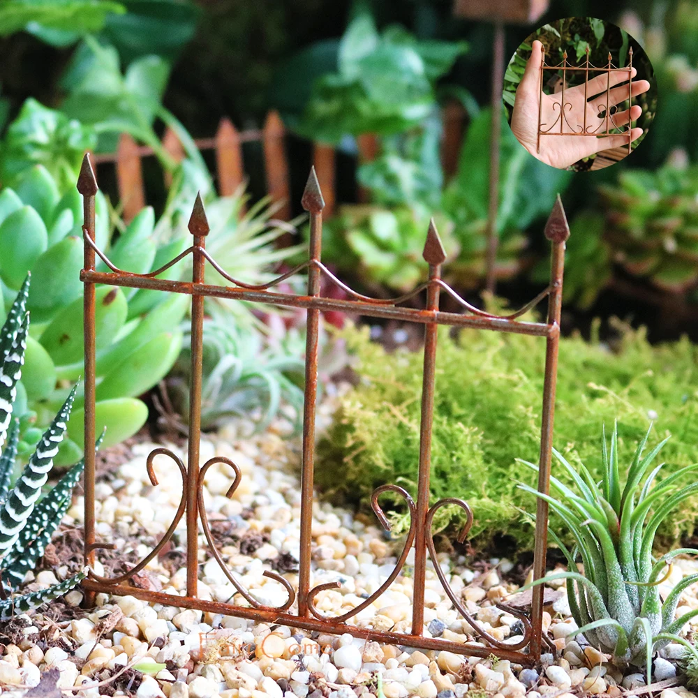 Fairy-Garden-Miniature-Fence-Gate-Rusty-Iron-Craft-Mini-Zen-Garden ...