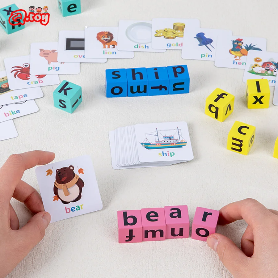 Letter Spelling Block Flash Cards Game English Words Early Learning ...