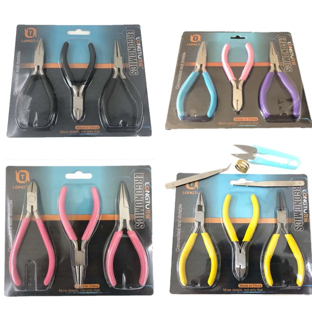 Mini Jewelry Pliers Set Round Bent Needle Nose Cutter Handcraft Beading ...