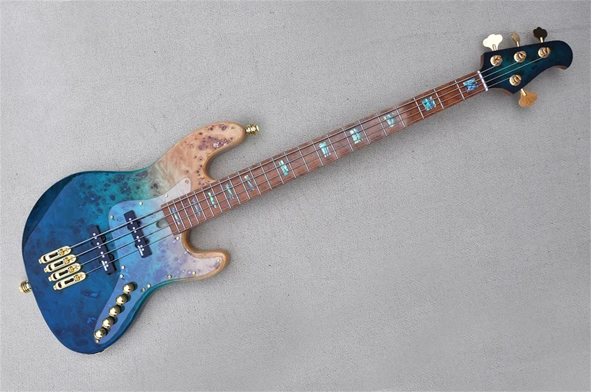 Factory-custom-multicolor-4-string-bass-ash-body-finch-eye-baked-maple ...