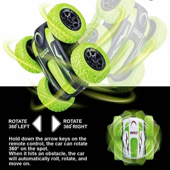 Rc Car High-Speed Double-Sided Remote Control Flip Stunt Cars 2.4G Wireless Cool led lights ...