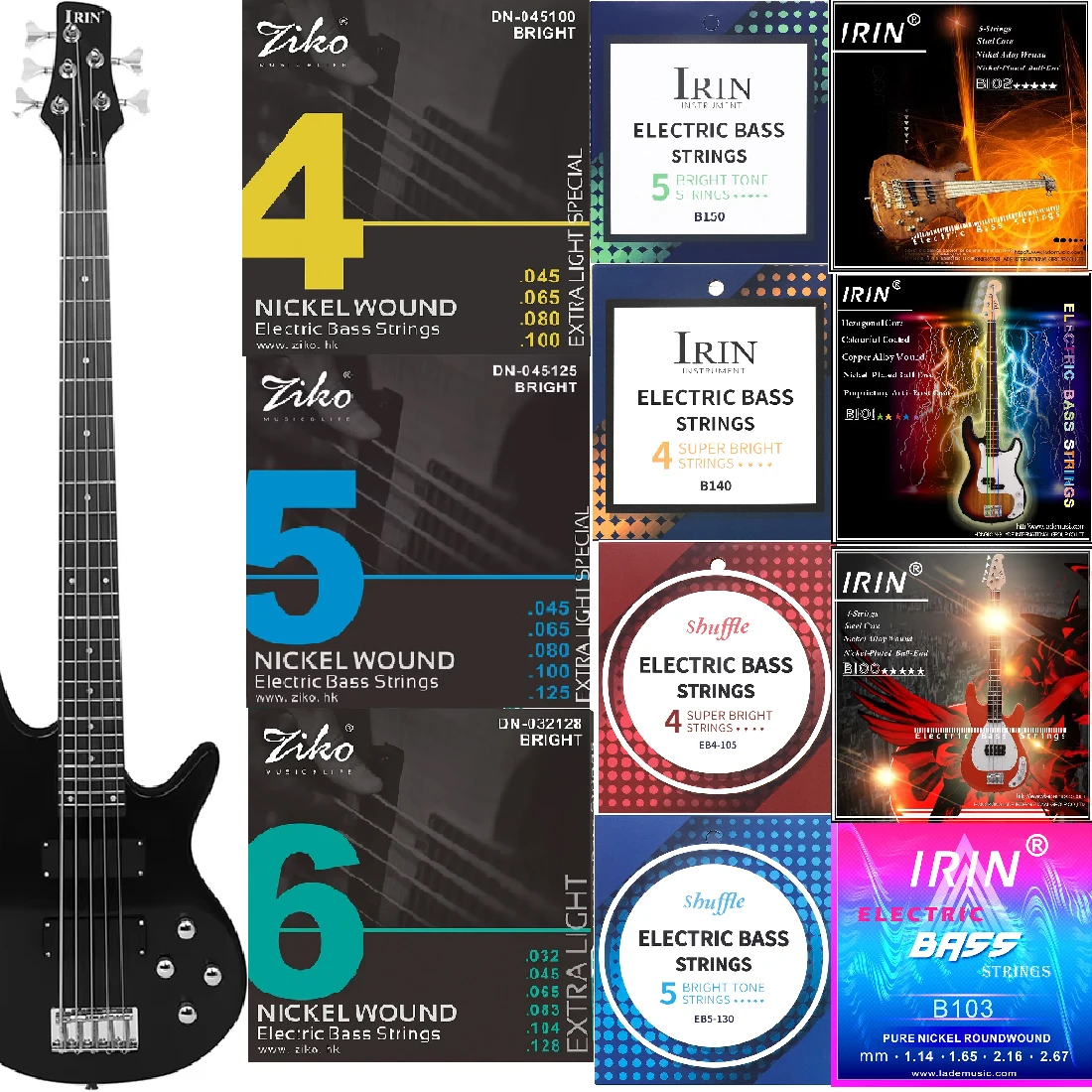 1/3/10 Set Bass Strings 4/5/6 Strings Electric BASS Guitar String ...