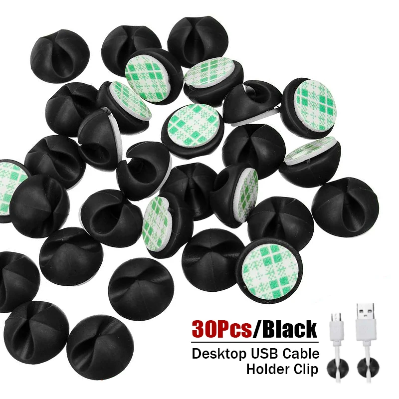 30X-Car-Cable-Clips-Silicone-USB-Line-Desktop-Management-Compatible ...