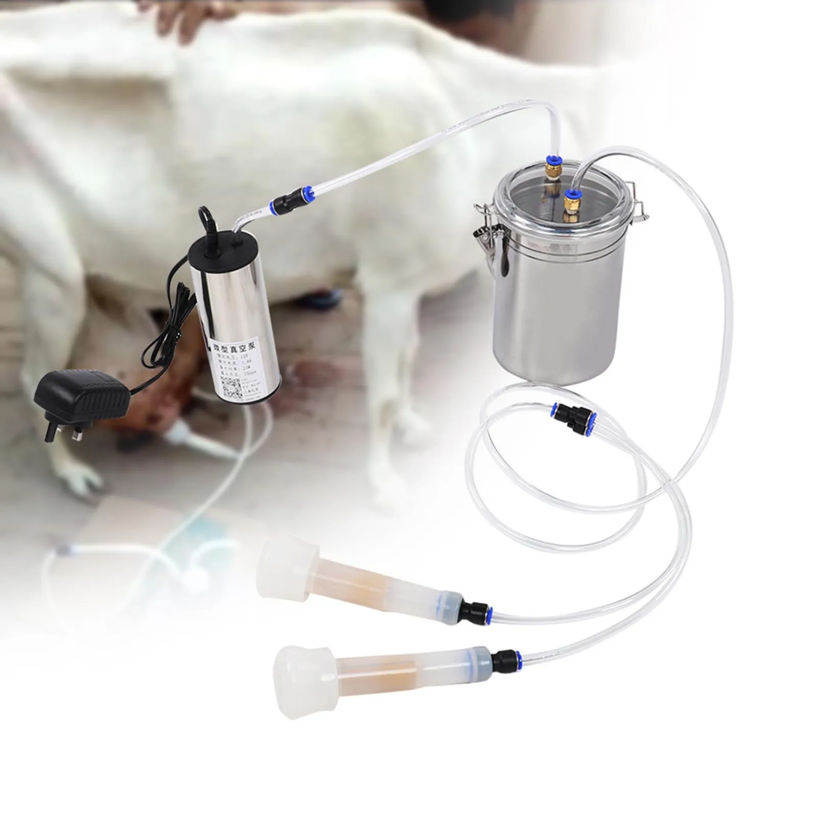 2L Goat Sheep Cow Milking Kit Portable Electric Milking Machine UK Plug ...