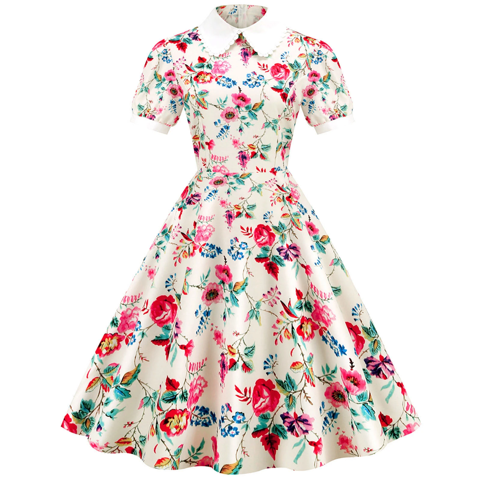 Robe Rockabilly à imprimé floral pour femmes, robe balançoire vintage ...