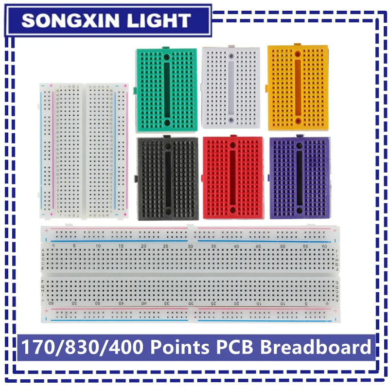 170 / 400 / 830 Tie Points Solderless Breadboard MB-102 BB-801 SYB-170 ...