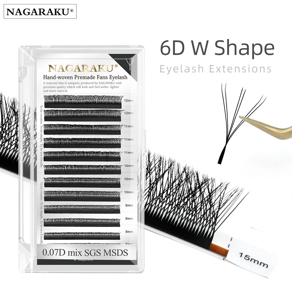 Nagaraku 6d W Shape Eyelash Extensions Blister Premade Fans - False Eyelashes - AliExpress