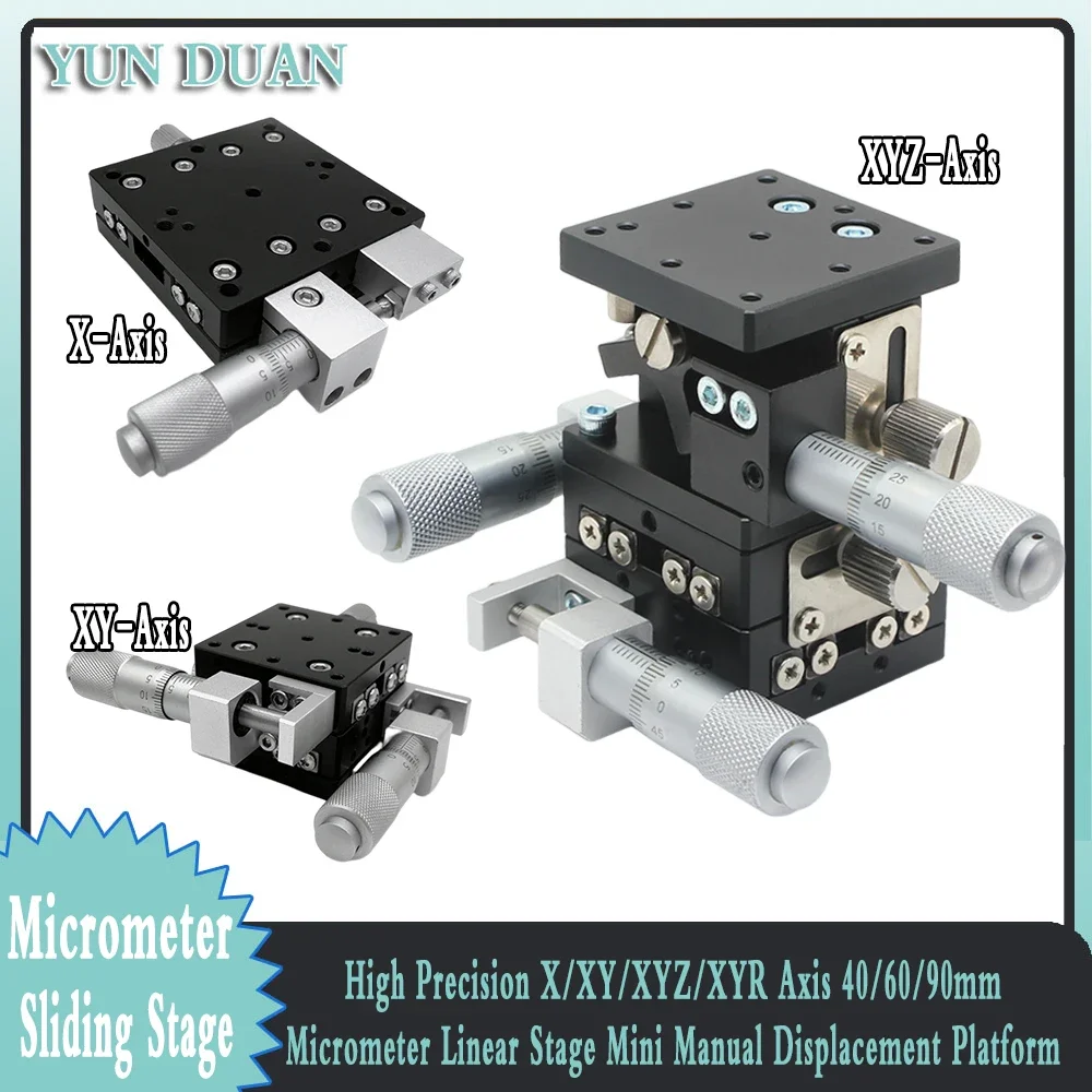 Hochpr-zise-x-xy-xyz-Achse-40mm-60mm-90mm-Mikrometer-Linear-stufe-Mini ...