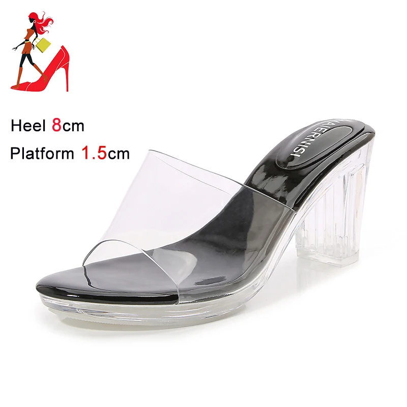2024-New-PVC-Jelly-Slippers-Women-Crystal-Heel-Sandals-8CM-Fashion ...