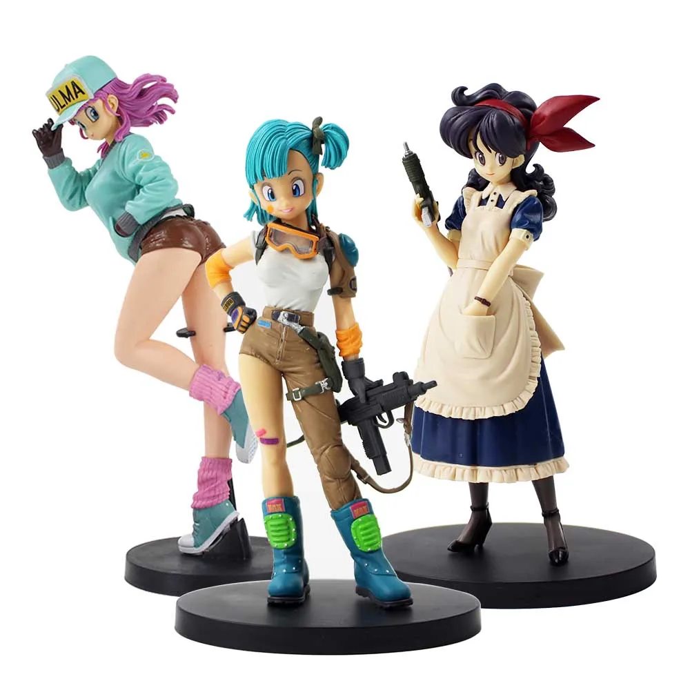 20cm Dragon Ball Chichi Bulma Videl Anime Girls with Guns PVC Action ...