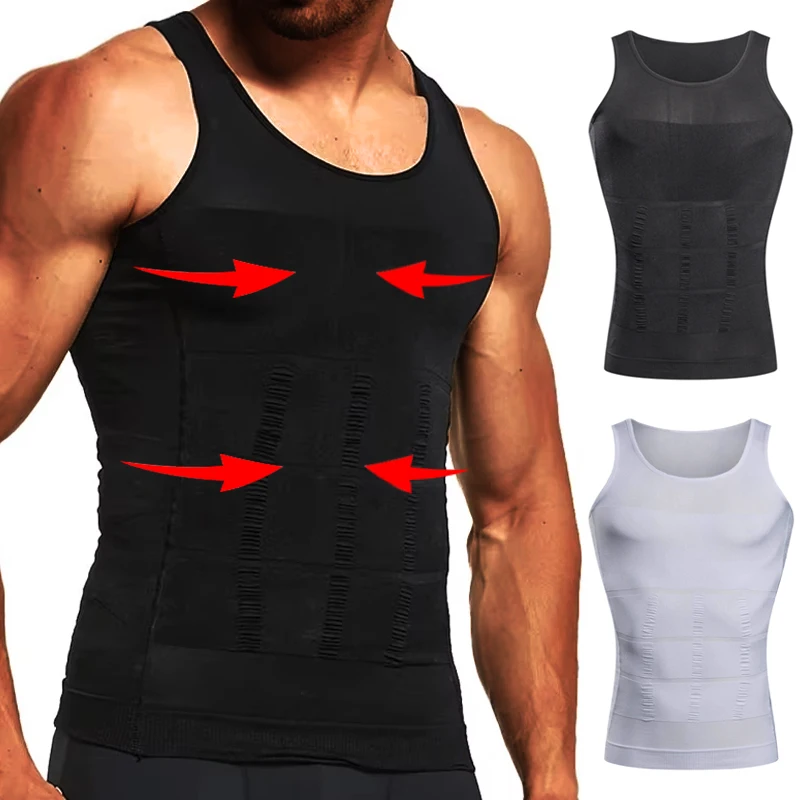 Men's Compression Body Shaper Tank Top, Slimming Vest Abs Abdomen Slim ...