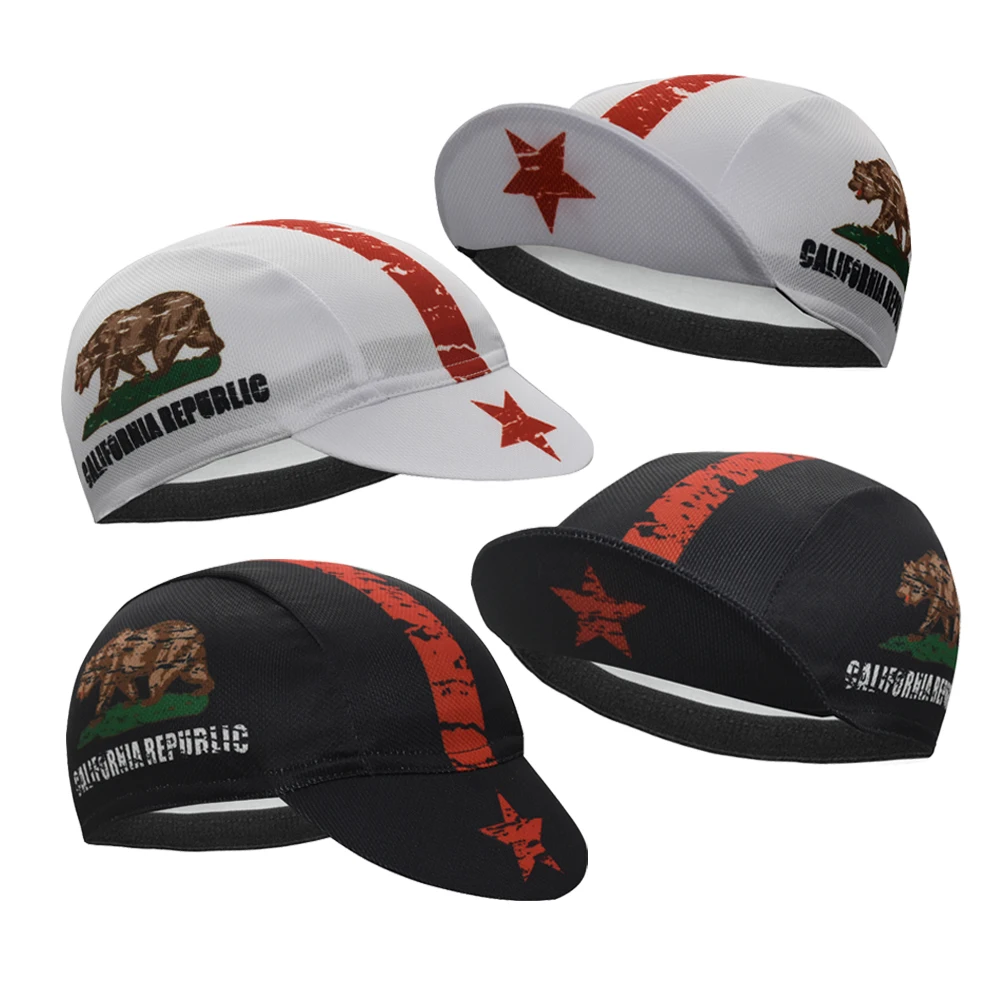 California-Black-Cycling-Cap-White-Bike-Headgear-Breathable-road ...