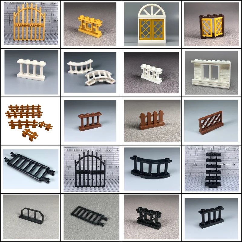 MOC Bricks Fence Railing Window Stairs Ladder Gate DIY Garden House ...