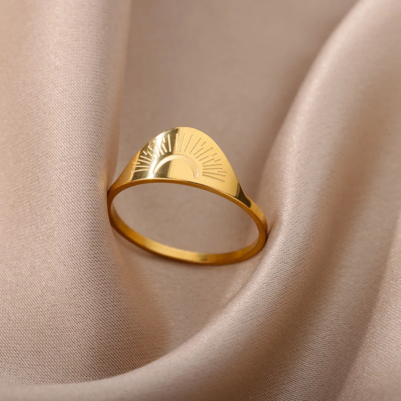 Engraved-Sun-Rings-for-Women-Gold-Color-Stainless-Steel-Couple-Ring ...