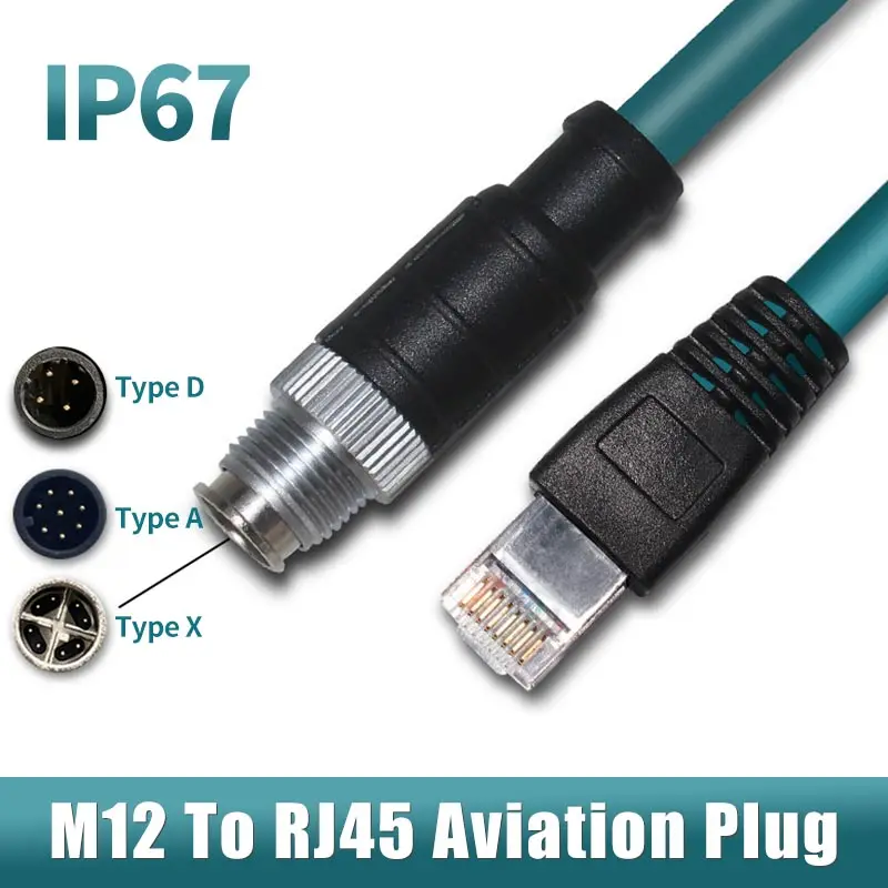 RJ45-to-M12-8Pin-X-type-Coding-Line-Connector-Double-shielded-Network ...