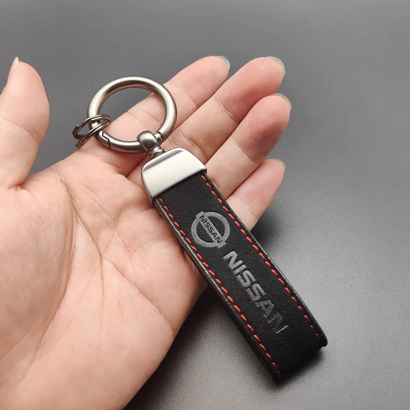Car-Logo-Keychain-Suede-Leather-Metal-Buckle-Key-Chain-Rings-For-Nissan ...