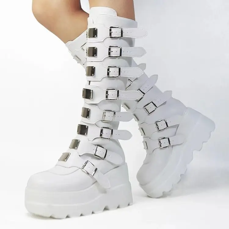 Botas Largas para Mujer, Zapatos Góticos con Plataforma, Botas Altas ...