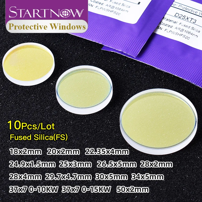 Startnow 레이저 보호 윈도우, Raytools Precitec 커팅 헤드용 광섬유 렌즈, 1064nm, 28x4, 30x5, 37x7, 10PCs, 핫 세일
