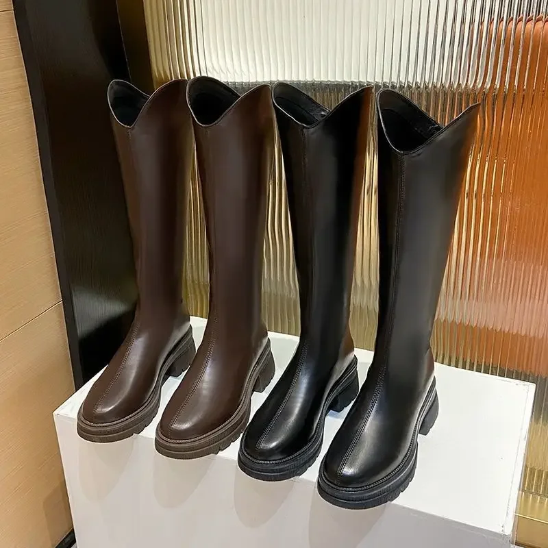 Women-s-Versatile-British-Style-Knight-Boots-High-Top-Fashionable ...